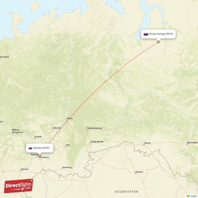 Direct flights from Samara to Novyj Urengoj, KUF to NUX non-stop ...