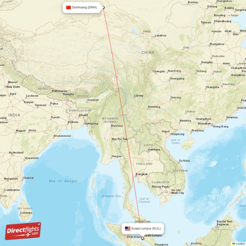 Direct flights from Kuala Lumpur to Dunhuang (KUL-DNH) - Directflights.com