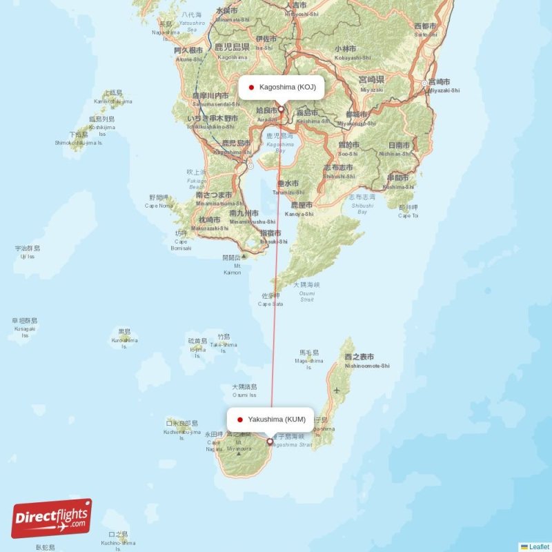 Direct flights from Yakushima to Kagoshima, KUM to KOJ non-stop ...