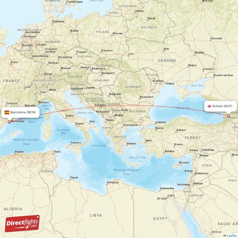 Direct flights from Kutaisi to Barcelona, KUT to BCN non-stop - Directflights.com