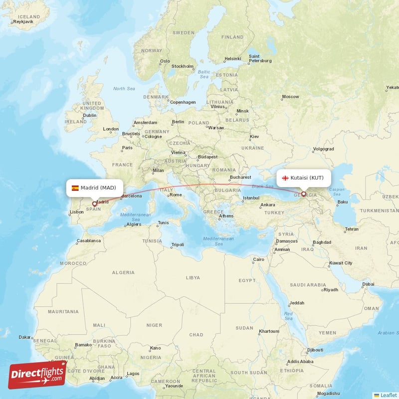 Direct flights from Kutaisi to Madrid, KUT to MAD non-stop - Directflights.com