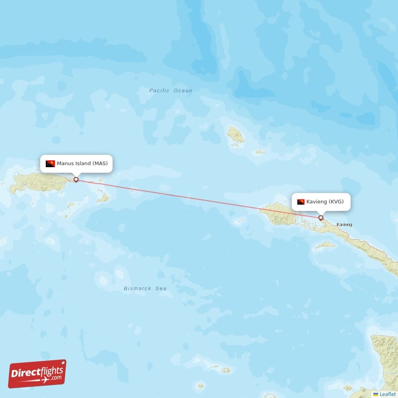 Direct flights from Kavieng to Manus Island, KVG to MAS non-stop ...