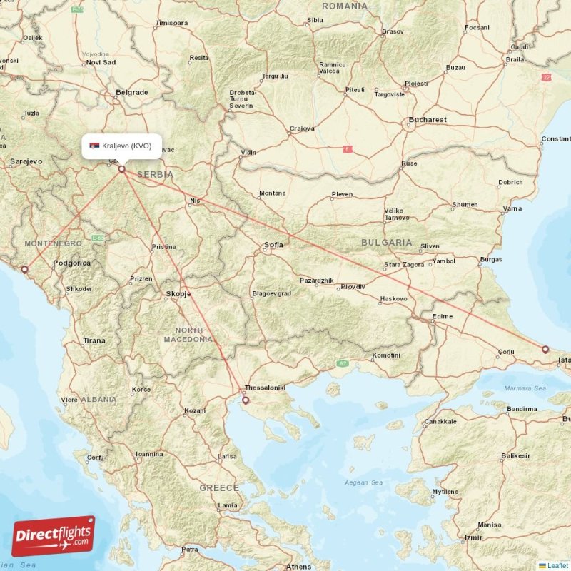 Direct flights from Kraljevo - 3 destinations - KVO, Republic of Serbia ...