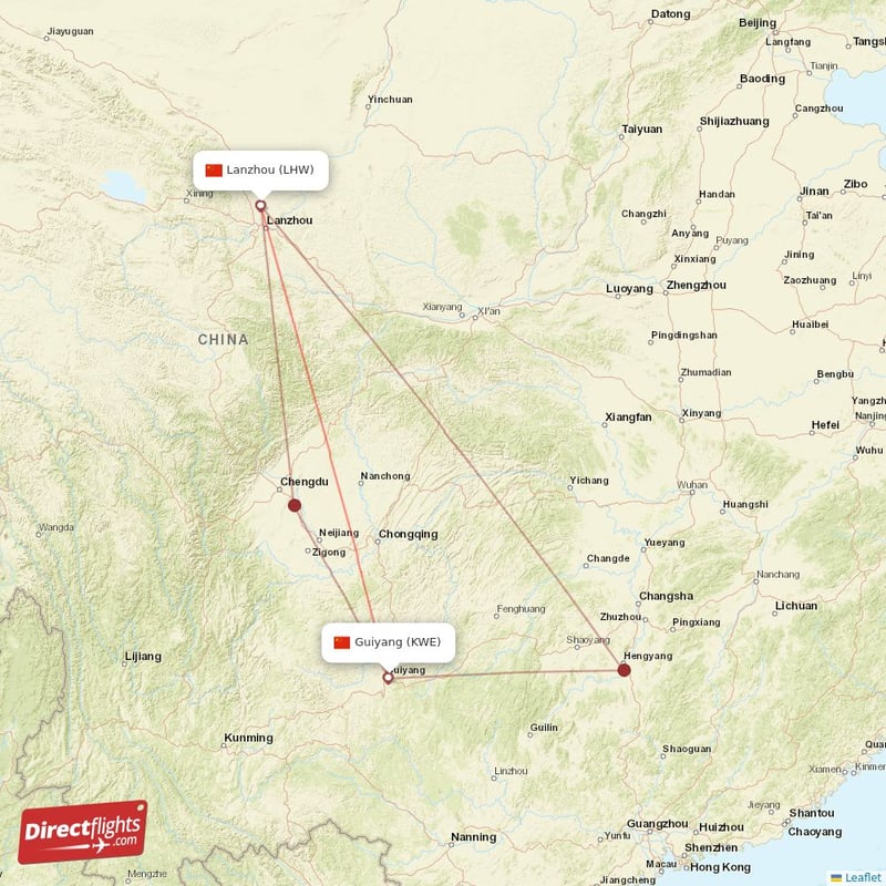 Direct flights from Guiyang to Lanzhou, KWE to LHW non-stop ...