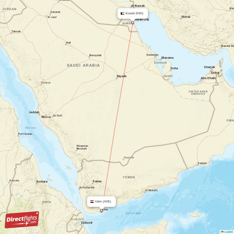 Direct flights from Kuwait to Aden, KWI to ADE non-stop - Directflights.com