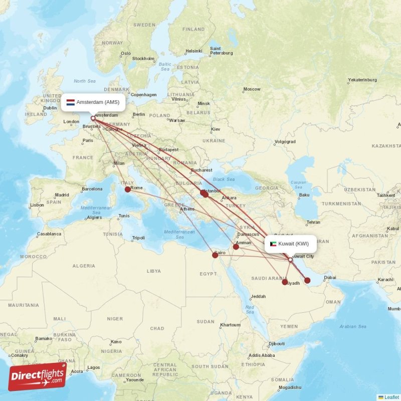 Direct flights from Kuwait to Amsterdam, KWI to AMS non-stop ...