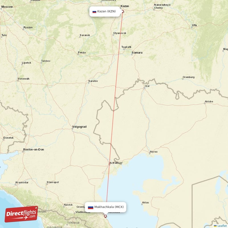 Direct flights from Kazan to Makhachkala, KZN to MCX non-stop ...