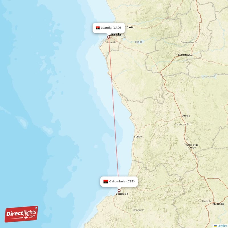 Direct flights from Luanda to Catumbela, LAD to CBT non-stop - Directflights.com