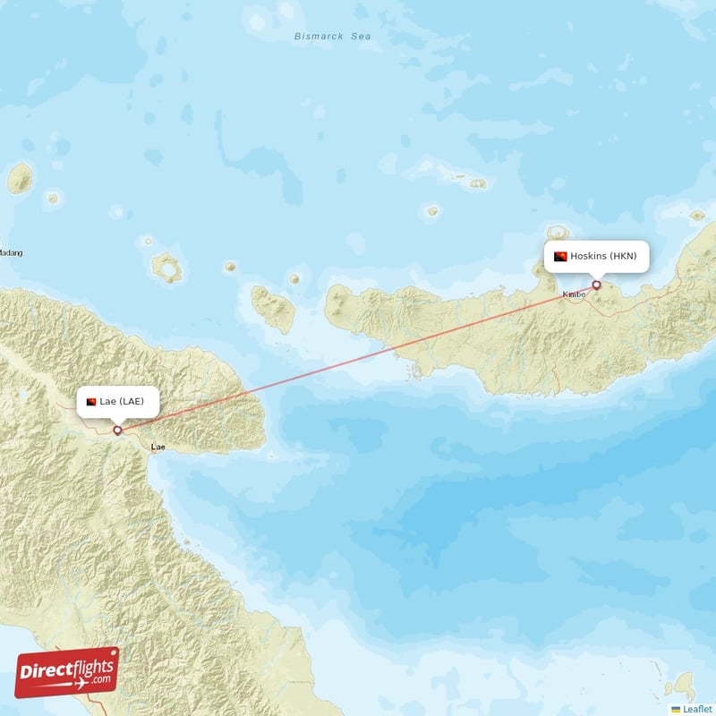Direct flights from Lae to Hoskins, LAE to HKN non-stop - Directflights.com