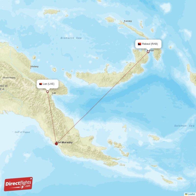 Direct flights from Lae to Rabaul, LAE to RAB non-stop - Directflights.com