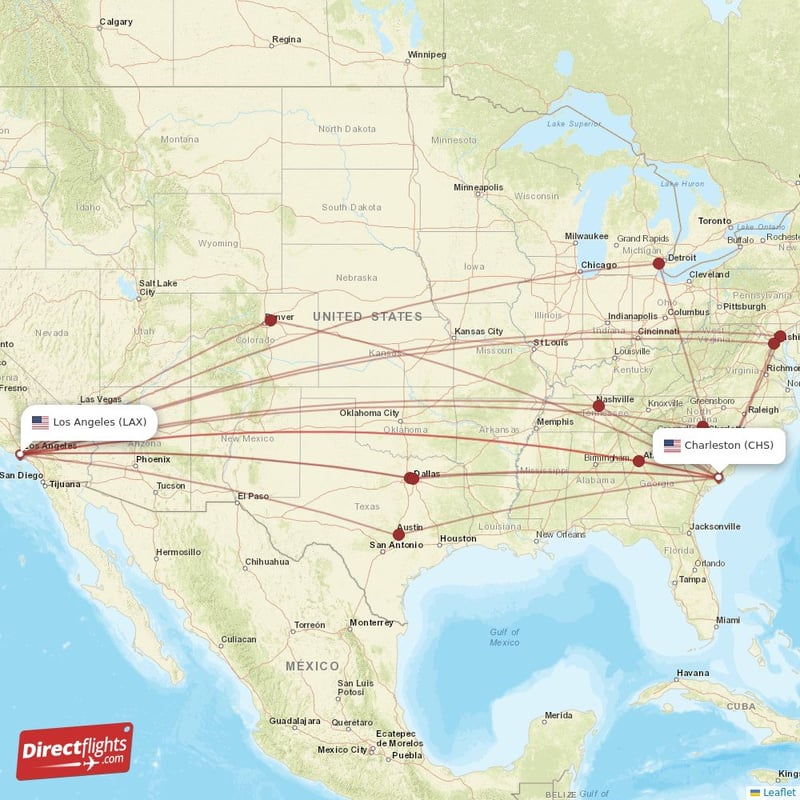 Direct flights from Los Angeles to Charleston, LAX to CHS non-stop - Directflights.com