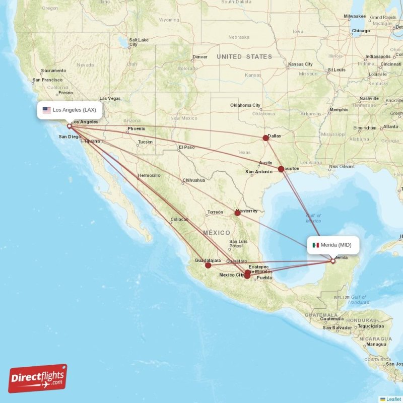 Direct flights from Los Angeles to Merida (LAX-MID) - Directflights.com