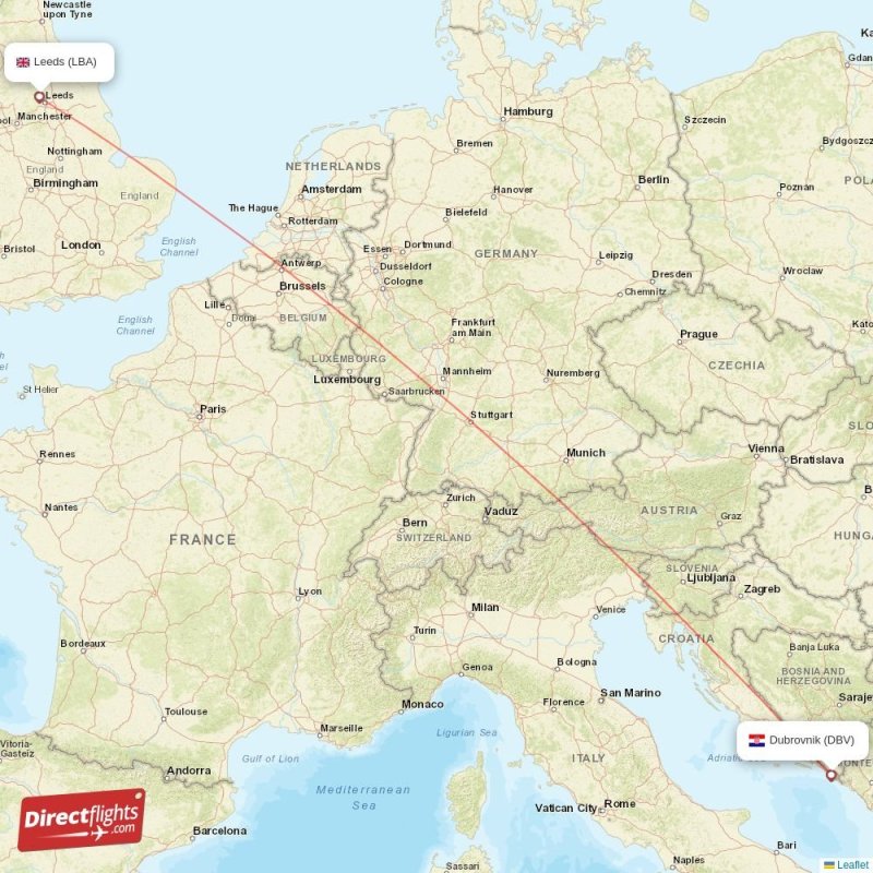 Direct flights from Leeds to Dubrovnik (LBA-DBV) - Directflights.com