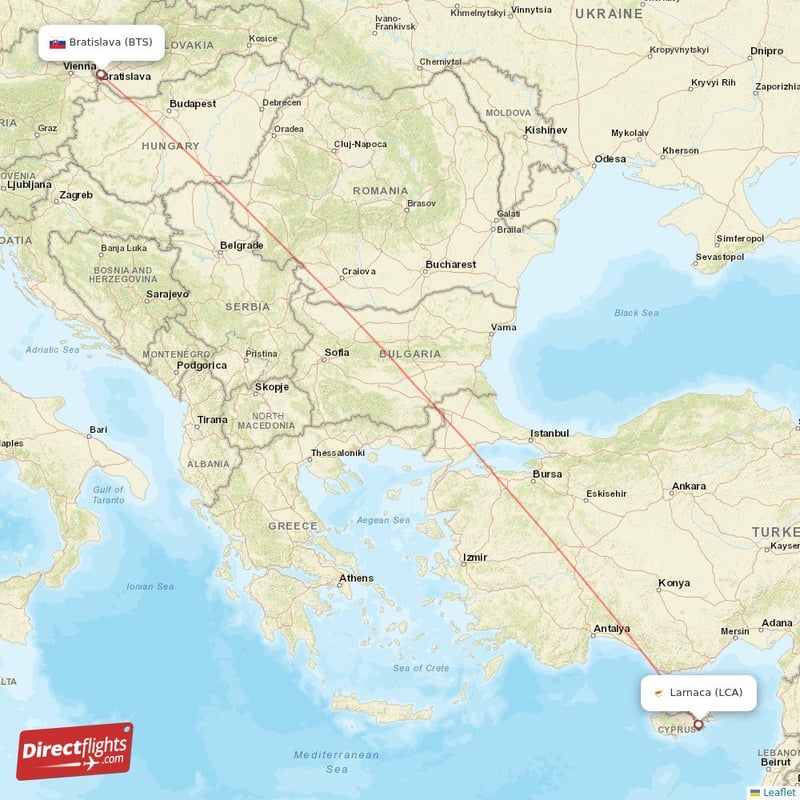 Direct flights from Bratislava to Larnaca, BTS to LCA non-stop - Directflights.com