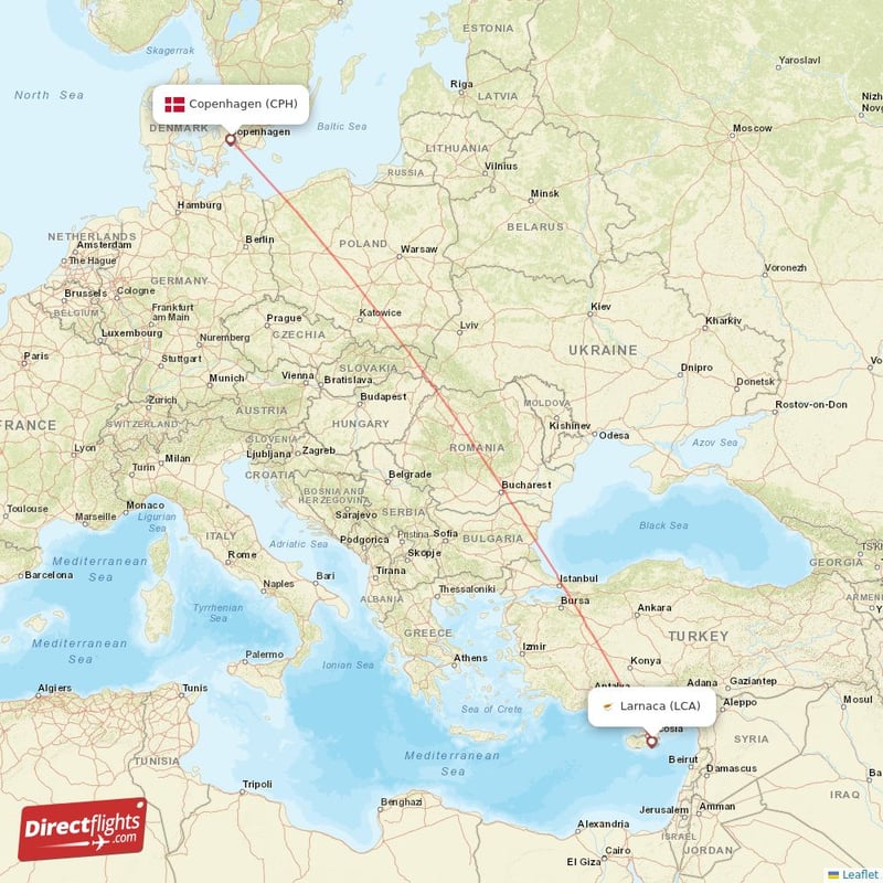 Direct flights from Larnaca to Copenhagen, LCA to CPH non-stop - Directflights.com