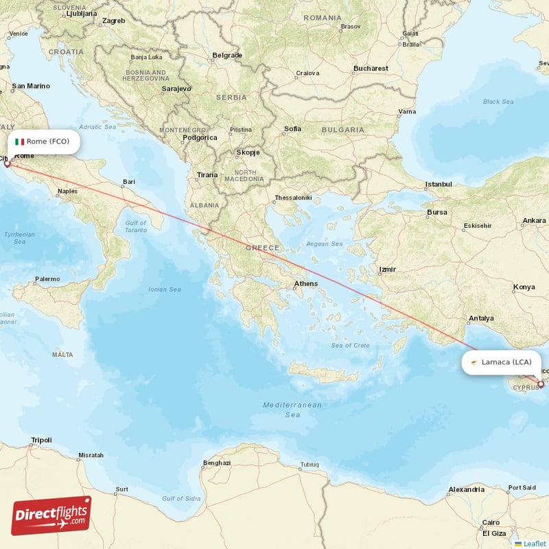 Direct flights from Larnaca to Rome, LCA to FCO non-stop - Directflights.com