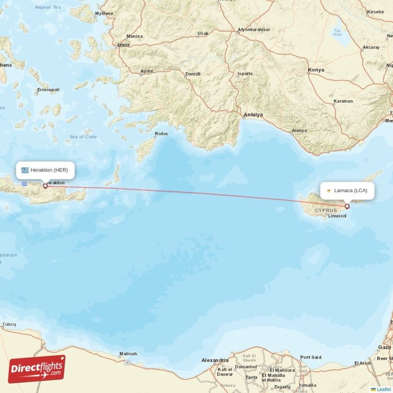 Direct flights from Larnaca to Heraklion (LCA-HER) - Directflights.com