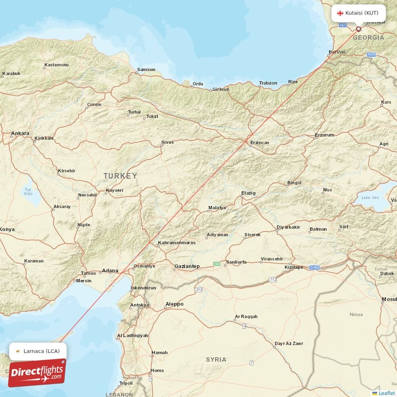 Direct flights from Larnaca to Kutaisi, LCA to KUT non-stop - Directflights.com