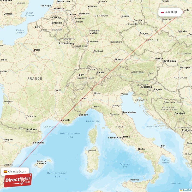 Direct flights from Lodz to Alicante, LCJ to ALC non-stop - Directflights.com