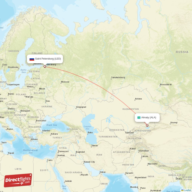 Direct flights from Saint Petersburg to Almaty (LED-ALA ...