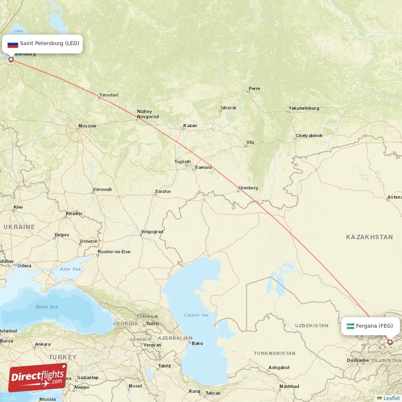 Direct flights from Saint Petersburg to Fergana, LED to FEG non-stop - Directflights.com