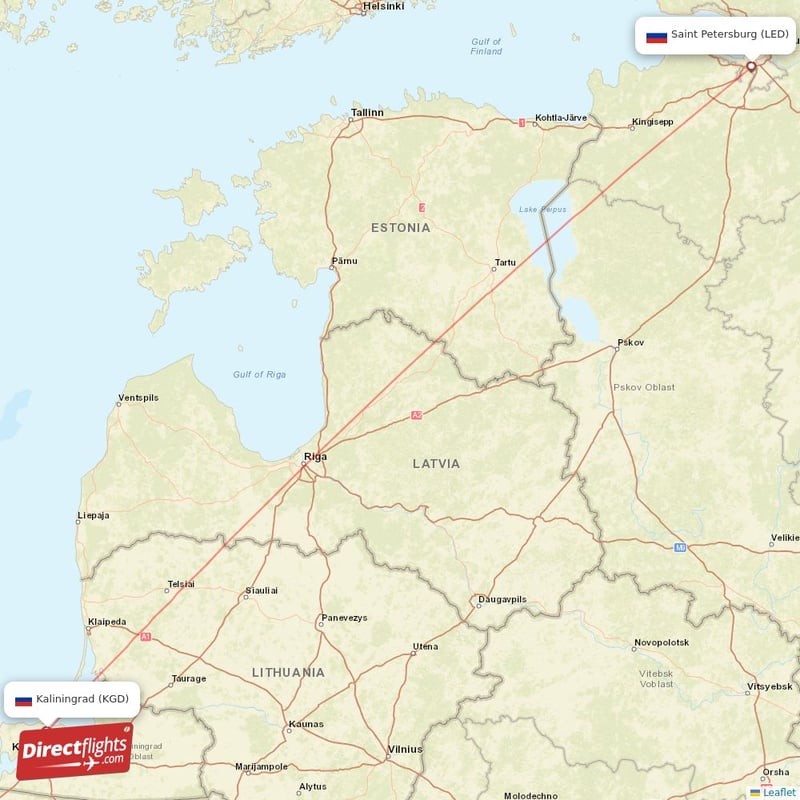 Direct flights from Saint Petersburg to Kaliningrad, LED to KGD non ...