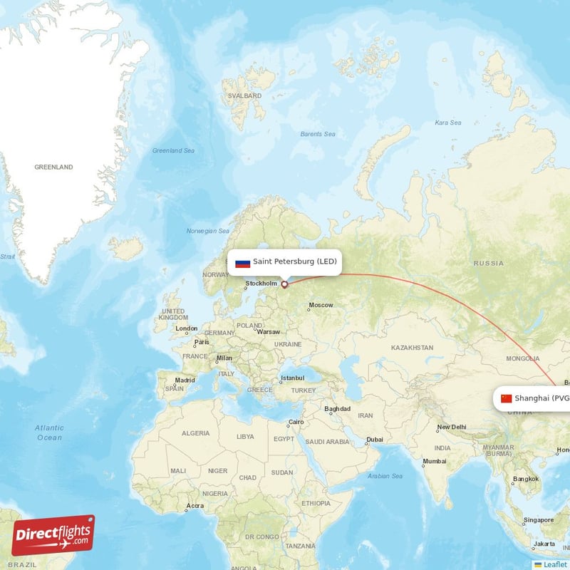 Direct flights from Saint Petersburg to Shanghai (LED-PVG ...