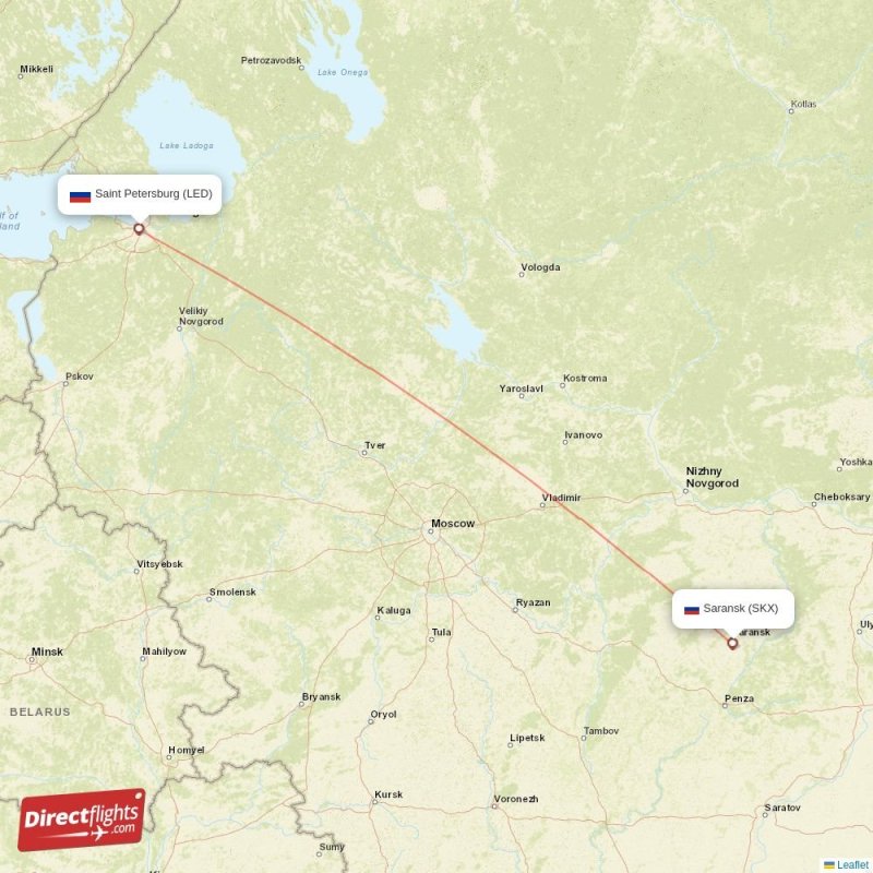 Direct flights from Saint Petersburg to Saransk, LED to SKX non-stop ...