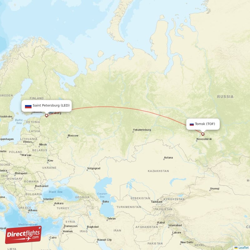 Direct flights from Saint Petersburg to Tomsk, LED to TOF non-stop ...