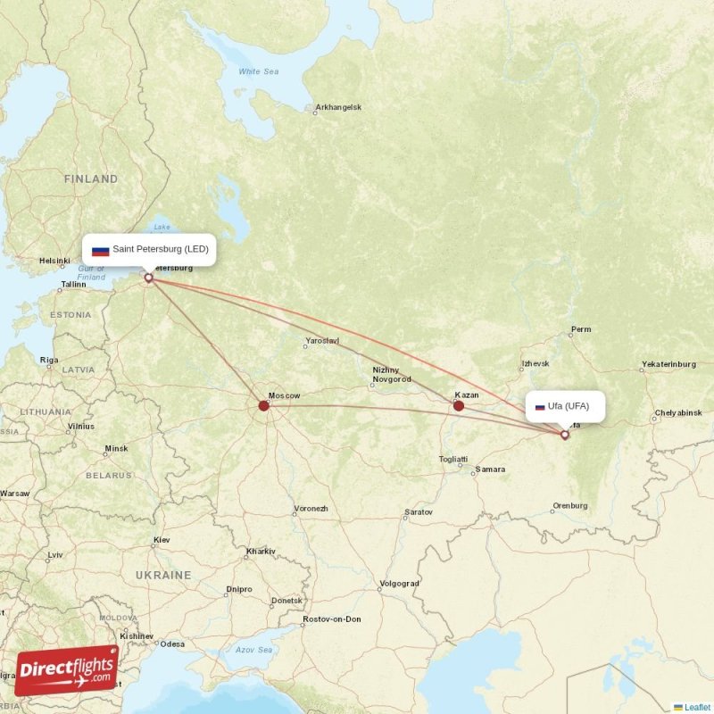 Direct flights from Saint Petersburg to Ufa, LED to UFA non-stop ...