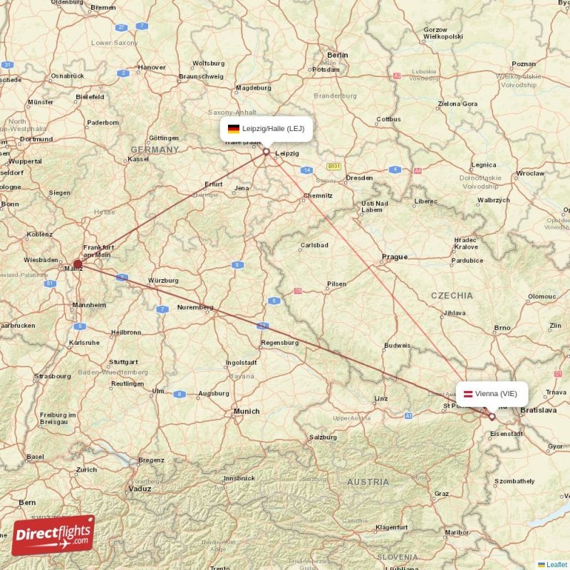 Direct flights from Leipzig/Halle to Vienna, LEJ to VIE non-stop - Directflights.com