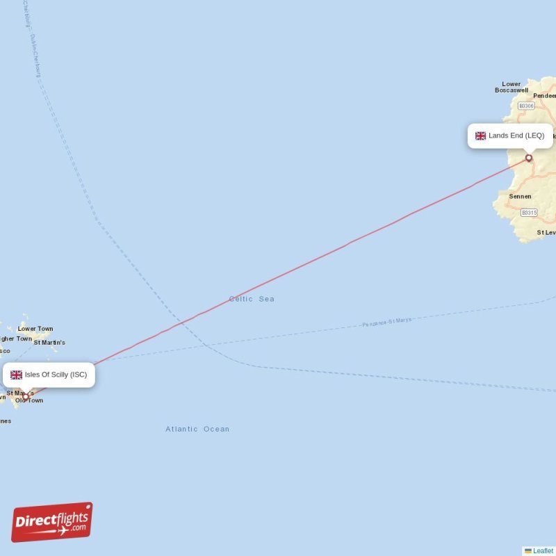 Direct flights from Lands End to Isles Of Scilly (LEQ-ISC ...