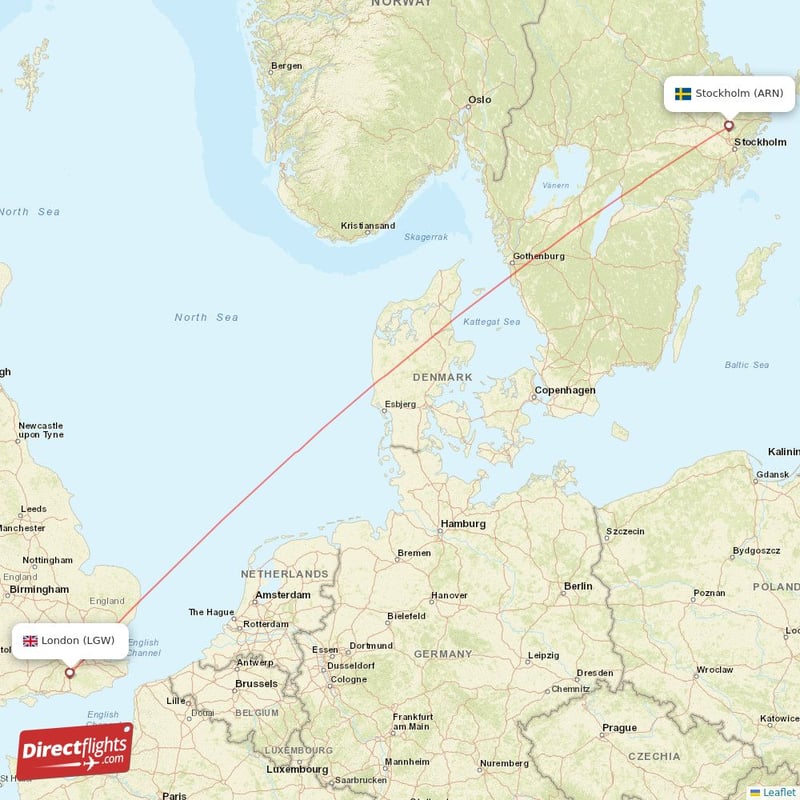 Direct flights from London to Stockholm, LGW to ARN non-stop - Directflights.com