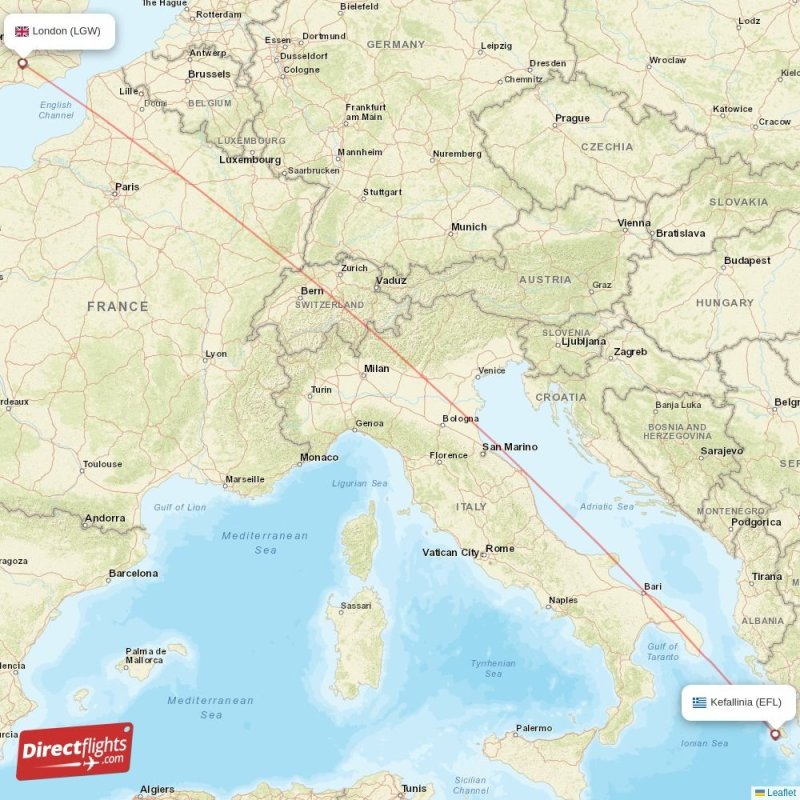 Direct flights from London to Kefallinia (LGW-EFL) - Directflights.com