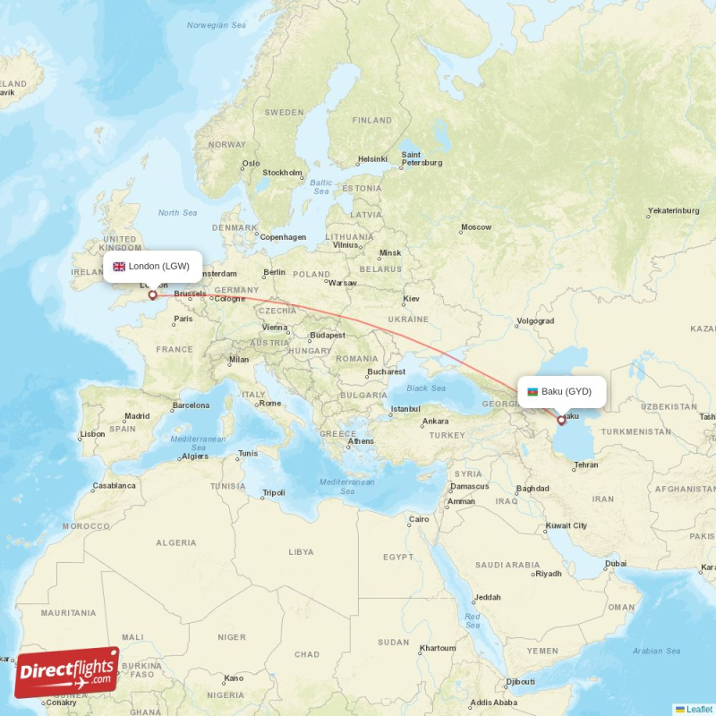 Direct flights from London to Baku (LGW-GYD) - Directflights.com