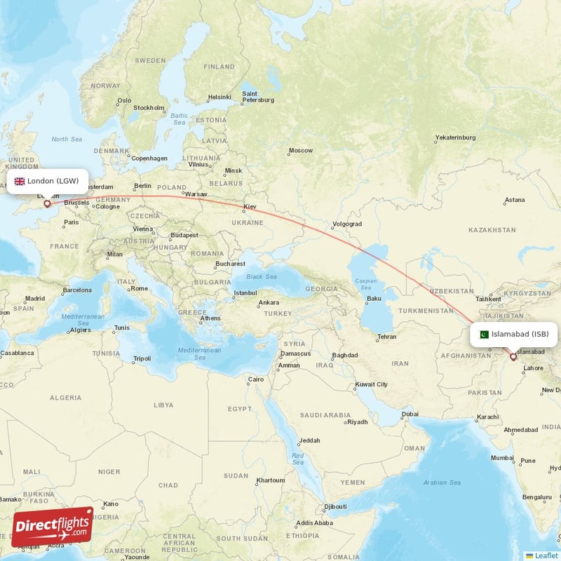Direct flights from London to Islamabad, LGW to ISB non-stop - Directflights.com