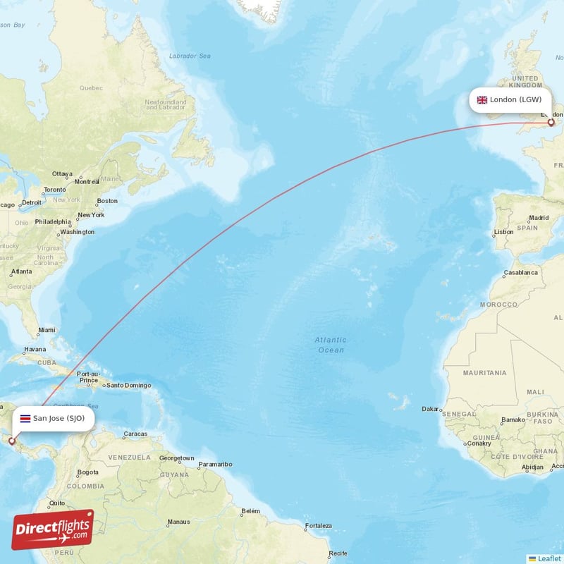 Direct flights from London to San Jose, LGW to SJO non-stop ...