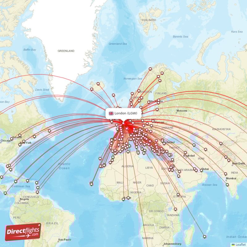 Direct flights to London - LGW, United Kingdom - Directflights.com