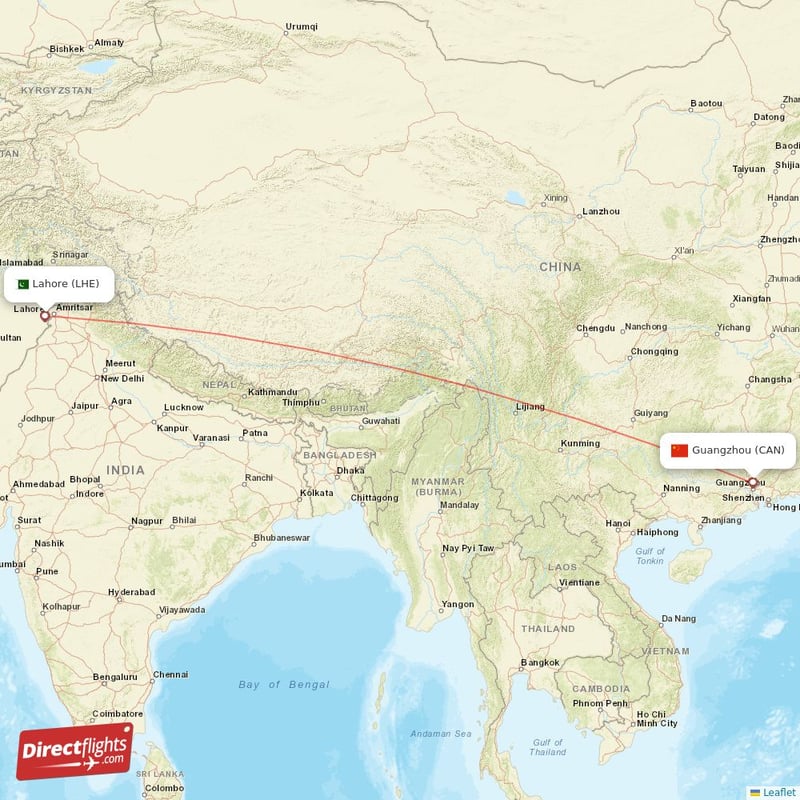 Direct flights from Lahore to Guangzhou, LHE to CAN non-stop - Directflights.com