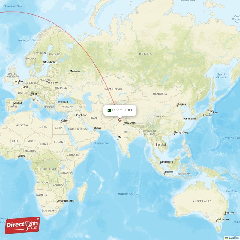 Direct flights from Lahore to Toronto, LHE to YYZ non-stop - Directflights.com