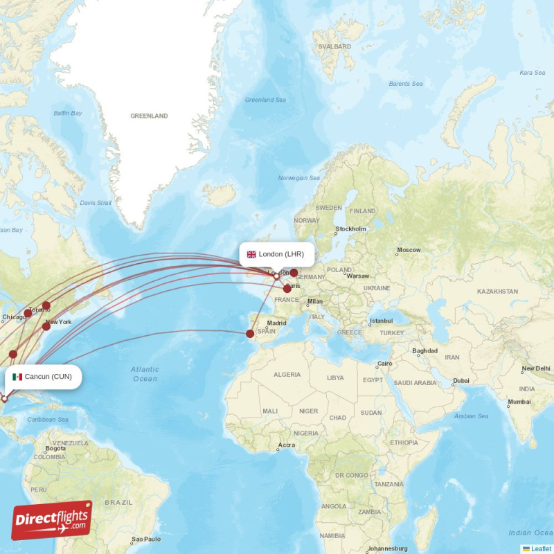 Direct flights from London to Cancun, LHR to CUN non-stop - Directflights.com