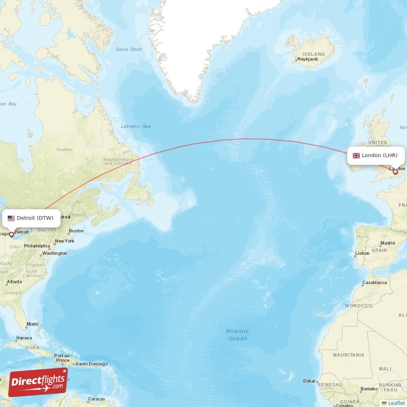Direct flights from London to Detroit, LHR to DTW non-stop - Directflights.com