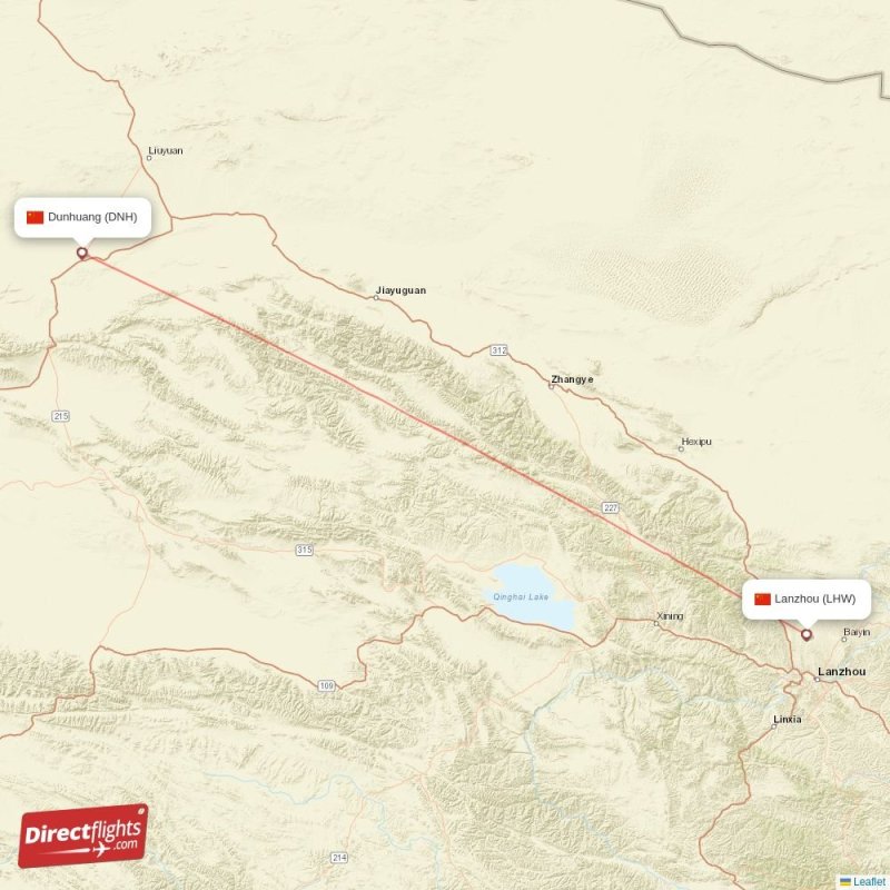 Direct flights from Lanzhou to Dunhuang (LHW-DNH) - Directflights.com