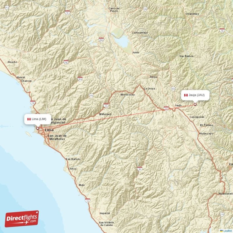 Direct flights from Lima to Jauja, LIM to JAU non-stop - Directflights.com