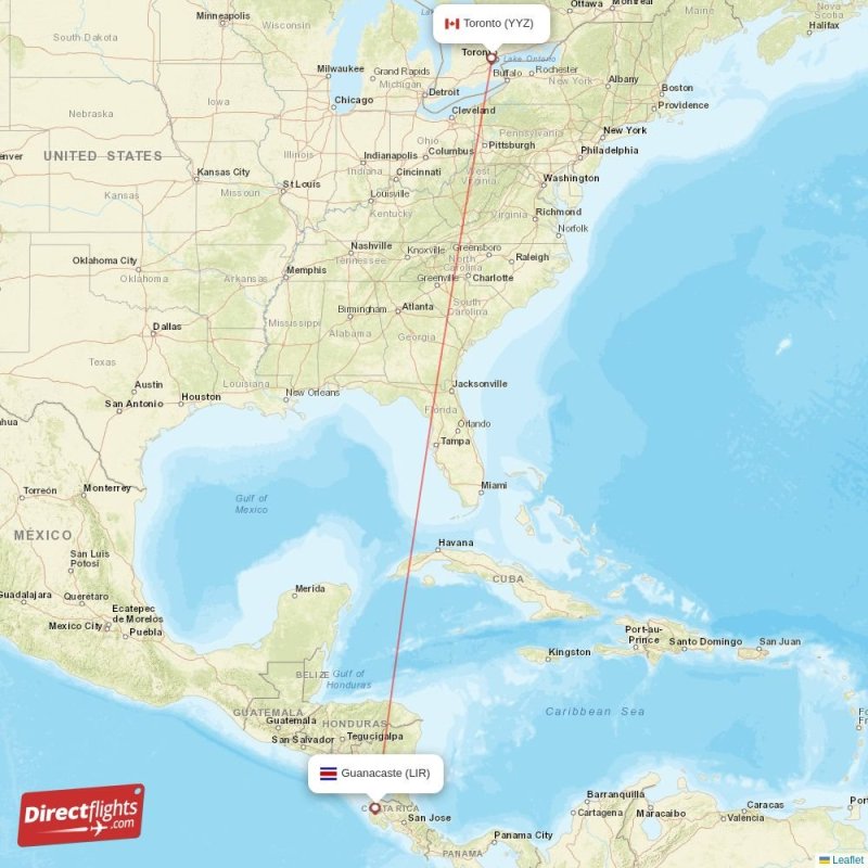 Direct flights from Guanacaste to Toronto, LIR to YYZ non-stop ...