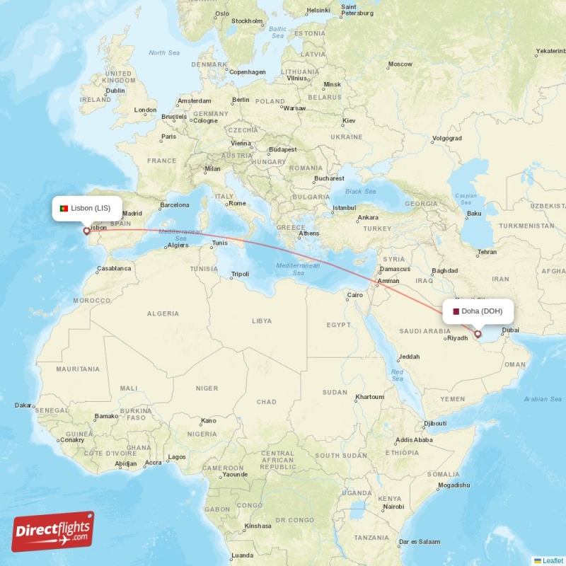 Direct flights from Lisbon to Doha (LIS-DOH) - Directflights.com