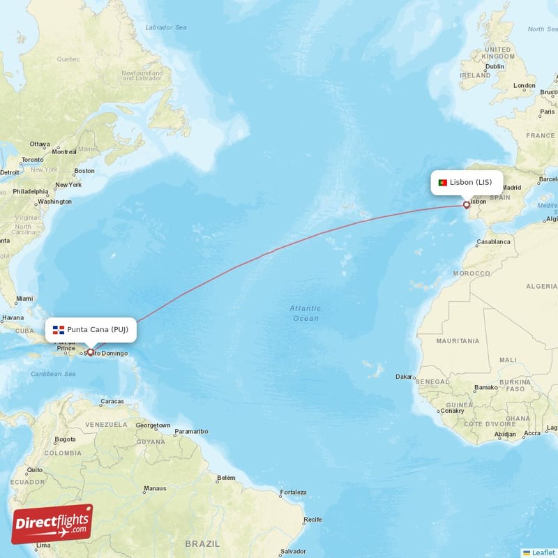 Direct flights from Lisbon to Punta Cana, LIS to PUJ non-stop - Directflights.com