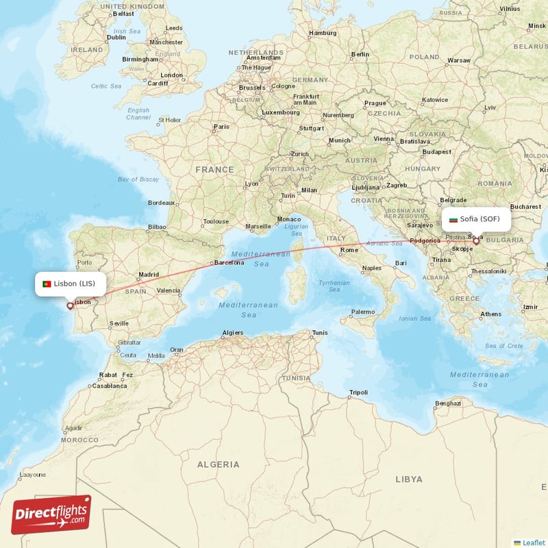 Direct flights from Lisbon to Sofia, LIS to SOF non-stop - Directflights.com
