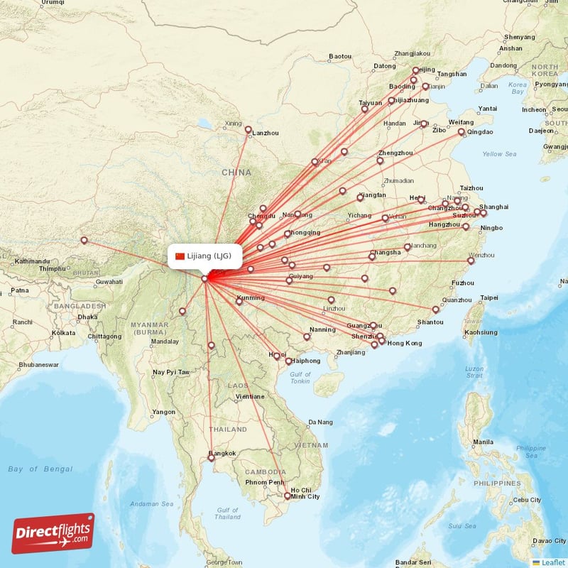 Direct flights from Lijiang - 50 destinations - LJG, China - Directflights.com