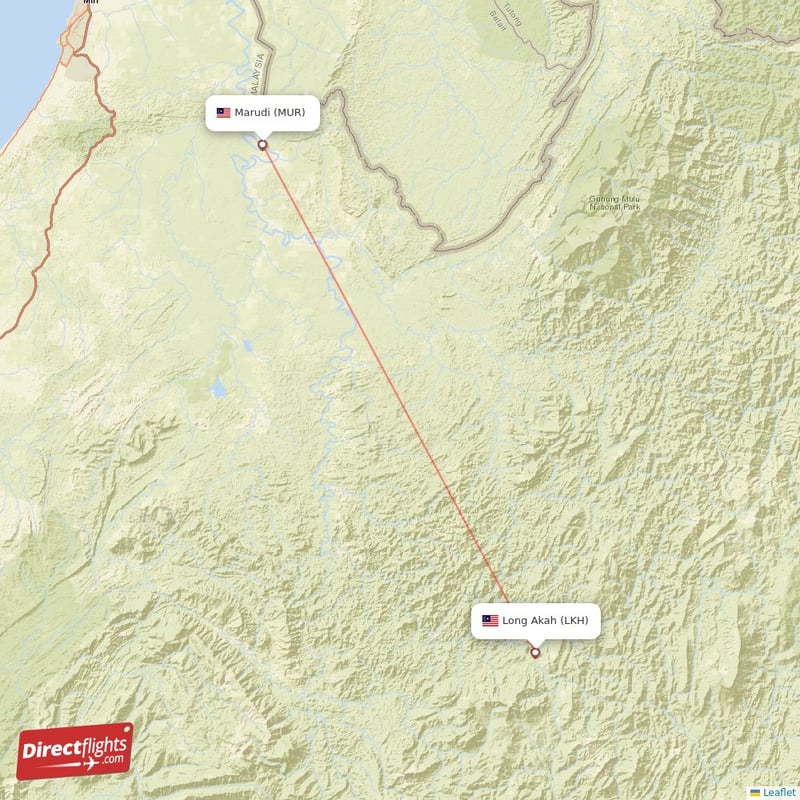 Direct flights from Long Akah to Marudi, LKH to MUR non-stop ...